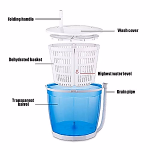 Portable Manual Non-Electric Washing Machine and Clothes Spin Dryer, Crank Handle Counter Top Washer/Dryer for Camping, RV's,Apartments