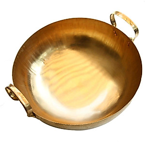 No 16 Wok Brass Pan Home Cooking Food Dessert for Thai Chinese Japanese Korean Diameter 13.5 inches