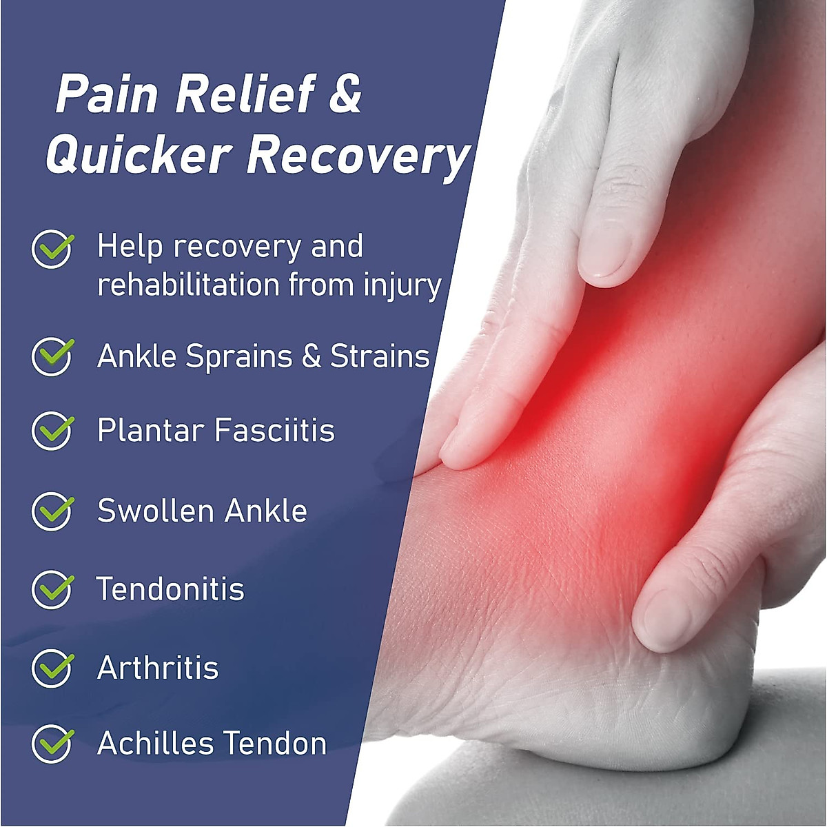 Comforband Ankle Compression Support with Adjustable Strap, Copper Infused – Breathable Sports Recovery Ankle Sleeve Brace for Running Walking Hiking Basketball Exercise etc. Relief for Plantar Fasciitis, Sprained, Strained or Swollen Ankle, Arthritis, Ac