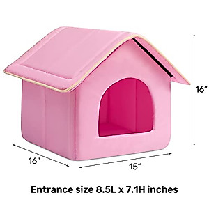 Hollypet Cozy Pet Bed House Warm Pet House Cave Sleeping Bed Puppy Nest for Cats and Small Dogs, Pink