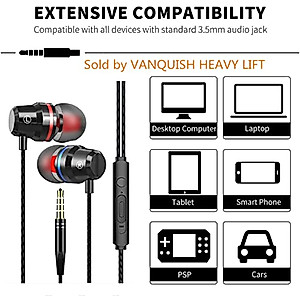Wired Earbuds with Microphone Noise Cancelling Earphones Headphone for Samsung Galaxy A22 5G A32 5G A42 5G A51 A51 5G A52 A52 5G A71 A72, Moto E, G Play G Power Stylus, OnePlus Nord N200 5G (Black)