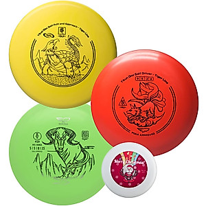 Yikun Disc Golf Starter Set PDGA Approved 4 Disc Golf Starter Kits for Men, Women, and Kids, Putter, Midrange, Driver, Mini Disc, Weight Ranges 165-175, Beginner Discs Golf Set