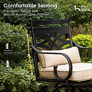 PHI VILLA 5 Piece Patio Bar Set,Outdoor Bar Table and Chairs Set, Strong and Heavy Duty Outdoor Bar Set with Cushion and Pillow，4PC Swivel Bar Stools with Square Bar Height Table