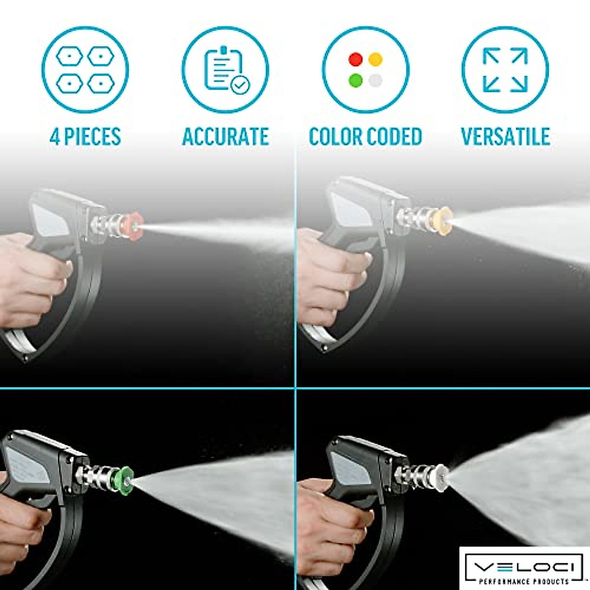 MTM Hydro Pressure Washer Nozzle Set, High Pressure Power Washer Spray Nozzle Tips, 5000 PSI 1/4” Quick Connect Fittings, 0, 15, 25, 40 Degree for Pressure Washing, Guns, Wands, and Lances