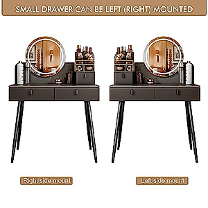 DOLILO 35" Vanity Desk with Mirror and Lights, Makeup Vanity with Lights, 3 Modes Brightness Adjustable, Vanity Mirror with Lights and Table Set with Vanity Stool 3 Sliding Drawers (Iron Grey)