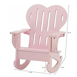 Emily Rose 18 Inch Doll Wooden Furniture | Pink Outdoor 18" Doll Adirondack Rocking Chair | Fits Most 14-19" Dolls