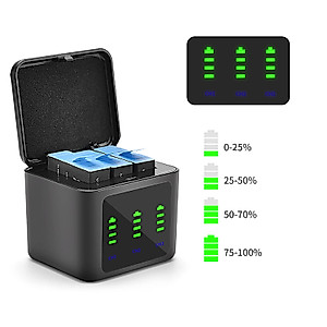 Eeyrnduy Rechargeable Battery Replacement for Gopro Hero 9/Hero 10/Hero 11 Black Camera 3-Pack Batteries and 3-Channel USB Charger Combo