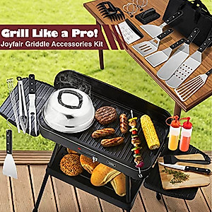 30Pcs Griddle Accessories Kit, Joyfair Flattop Grill Spatulas Set with Melting Dome for Outdoor Camping BBQ, Include Stainless Steel Turner/Scraper/Meat Tenderizer/Carry Bag, Dishwasher Safe