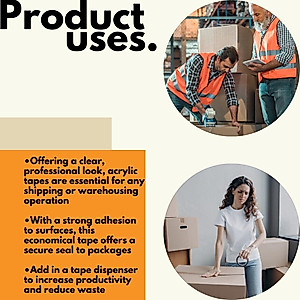 Clear Packing Tape, Packaging Shipping Tape Rolls, 3 Inch x 110 Yards, 1.9 Mil Thick, 24 Pack