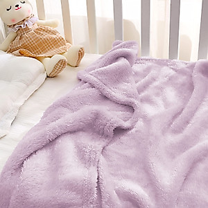 Exclusivo Mezcla Plush Fuzzy Fleece Throw Blanket Kids Size, Super Soft, Fluffy and Warm Blankets for Couch, Bed, All Season Use (40x50 inches, Light Purple)