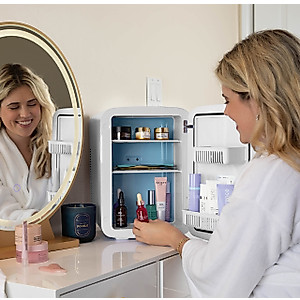 Cooluli 15L Mini Fridge for Bedroom - Car, Office Desk & College Dorm Room - 12v Portable Cooler & Warmer for Food, Drinks, Skincare, Beauty & Makeup - AC/DC Small Refrigerator with Glass Front, Black