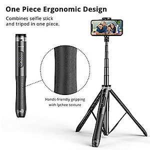 ATUMTEK 51" Selfie Stick Tripod, All in One Extendable Phone Tripod Stand with Bluetooth Remote 360° Rotation for iPhone and Android Phone Selfies, Video Recording, Vlogging, Live Streaming, Black