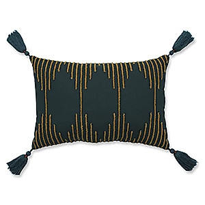 Pillow Perfect Indoor Linear Geo Teal Rectangular Throw Pillow, Blue