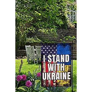 Ukraine Garden Flag , I Stand WIth Ukraine USA American Flag