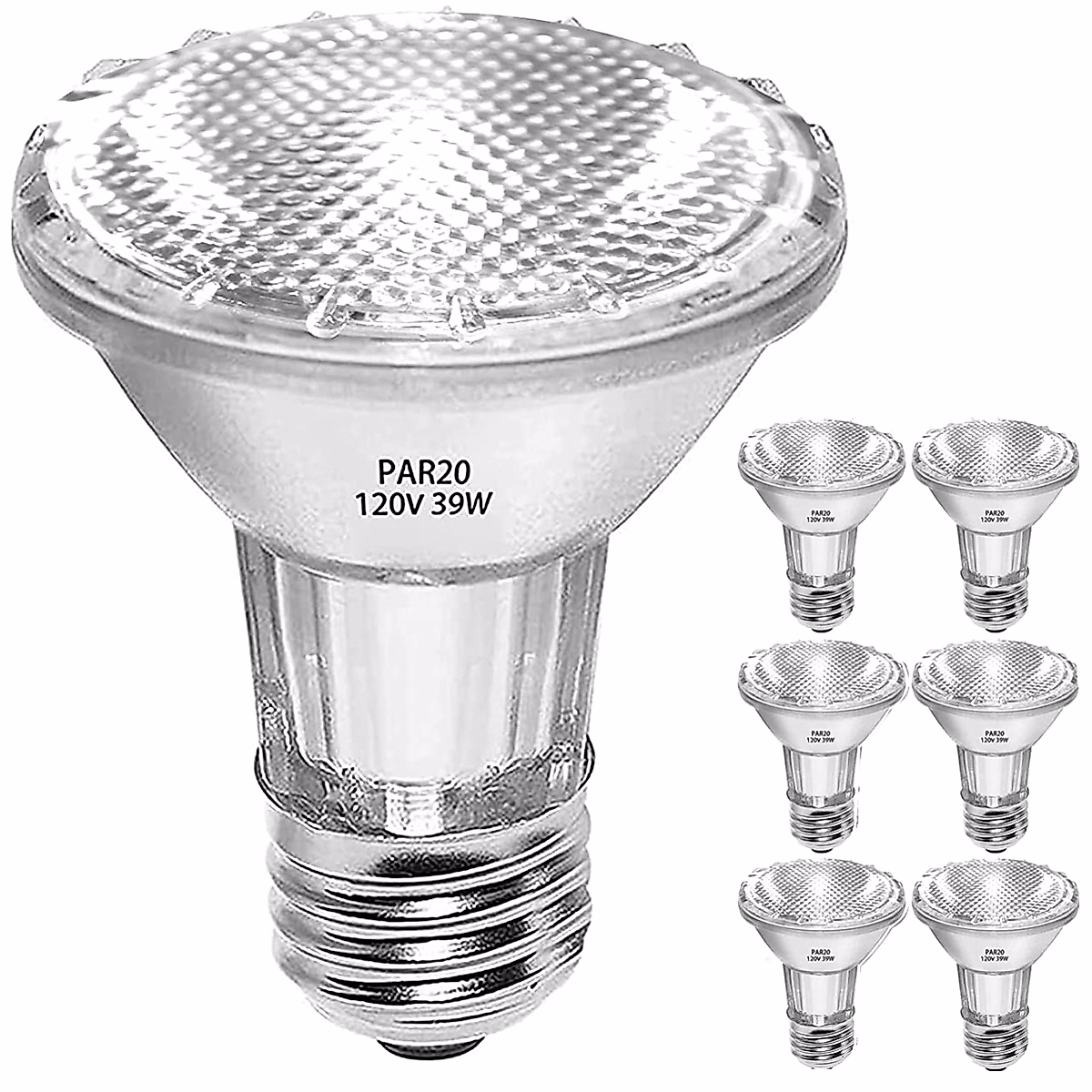 Jaenmsa PAR20 Flood 39W 120V Halogen Light Bulbs 6 Pcs, PAR20 39W ECO Halogen Bulb Warm White 2700K, Dmimable PAR20 E26 Halogen Bulb 546 Lumens Reflector for Track Lighting & Hood Range Light Bulbs