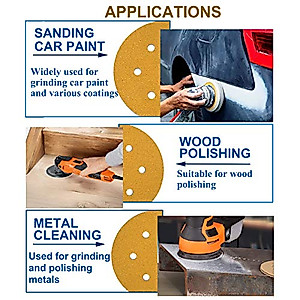 Aiyard 6-Inch 6-Hole Hook and Loop Sanding Discs, 60/80/100/120/150/220/320/400/600/800 Assorted Grits Sandpaper for Random Orbital Sander, 100-Pack