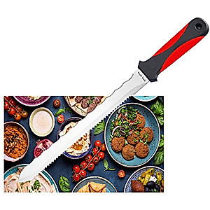 Keyfit Tools DOUBLE SIDED SERRATED STAINLESS STEEL All Purpose Kitchen Saw Knife One Side with Saw Blade Serrations The Other With Slicing Serration