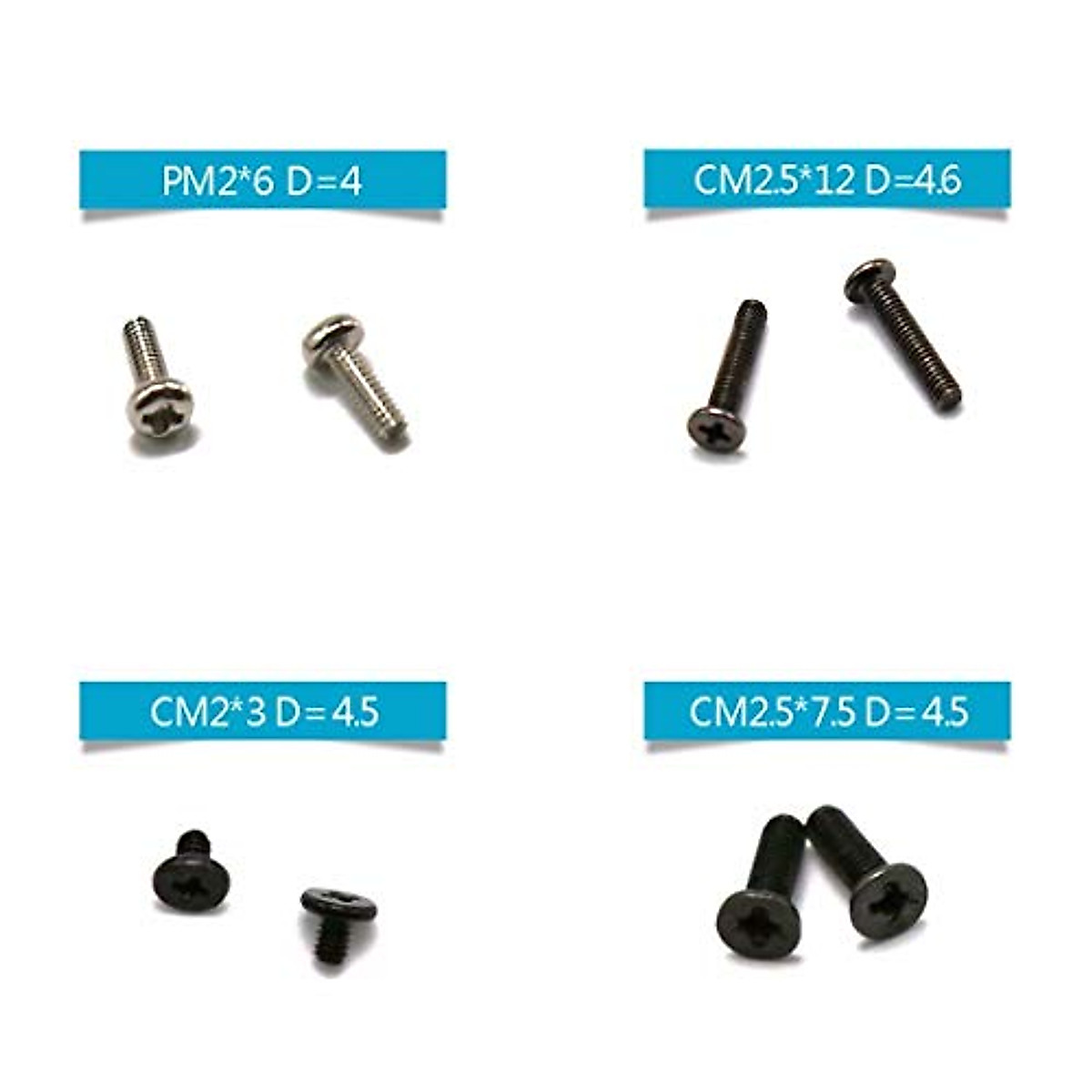 LXBO-FF 320Pcs/Set Laptop Computer Notebook Screws Kit Assemble Fastening Flat Head Black Repair Case for IBM Dell Lenovo Samsung