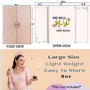 Farewell Party Decorations Guest Book Rose Gold 18"x12" for Women - Unique Goodbye & Going Away Coworker Gift Card - We'll Miss You Signature Board Retirement Party Decorations Gifts for Colleagues