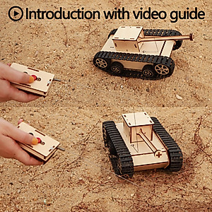 DIY Wooden Kids Science Experiment Kits-Remote Control Off Road Tracked Tank and Solar Power Race Car,STEM Learning Toys Gifts Electric Motor Building Project for Kids (Tank and Race Car(2 Kits))