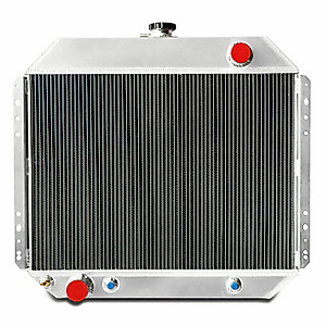 Rubivel 433 Radiator Replacement for 1966-1979 Ford F100 F150 F250 F350 Bronco 1967 1968 1969 1970 1971 1972 1973 1974 1975 1976 1977 1978, 4 Row All Aluminum Radiator+ Shroud Fan+Thermostat Relay