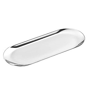 1 Pcs 9 Inch x 3.8 Inch Trinket Tray, Silver Stainless Steel, for Serving Trays Towel Storage Dish Plate Tea Fruit Trays Cosmetics Jewelry Plate Decorative Storage Tray