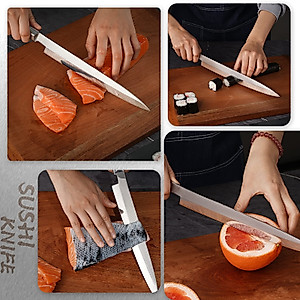 CHUYIREN Sushi Knife Sashimi Knife- 9.5 inch and 12inch, Wooden Handle And Wenge Wood Handle