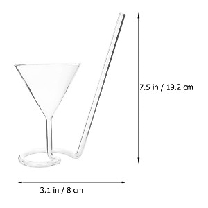 Cabilock Wine Glass Spiral Cocktail Glass Red Wine Glass Clear Juice Cup Goblet With Drinking Tube Straw ( Transparent )