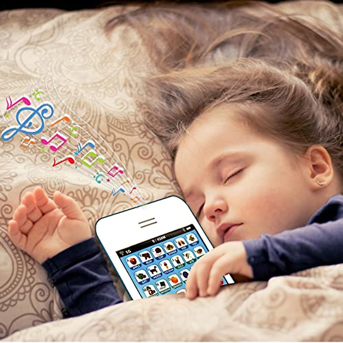 GAGINAN Baby Phone /Kids Tablet Learn Alphabets Words Numbers Music ABC Learning for Toddlers Educational Toy for 3Years+ (Blue)