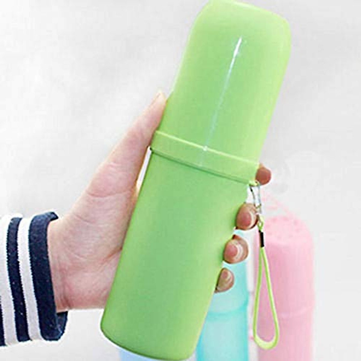 Colorido Portable Travel Camping Toothbrush Paste Holder Case Covered Bathroom Cup Box Clear Green