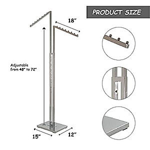 2 Way Garment Rack in Chrome Finish - Corrosion Resistant Fashion Display Rack with Slant Arms. Clothing and Garment Racks