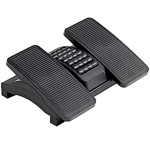 Adjustable Office Footrest for Under Desk Ergonomic Foot Stool Foot Rest Improves Posture and Circulation for Home Office with Massage Roller Non-Slip, Black