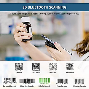 NETUM Bluetooth 2D Barcode Scanner, 3-in-1 Small Portable QR Bar Code Reader Automatic Wireless Gun Scan Back Clip Work with Tablet iOS Android Windows MacOS for Warehouse Inventory POS - E800