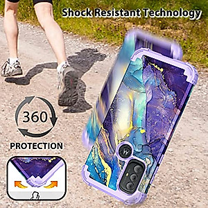 Rancase Compatible with Moto G Power 2022 Case,Three Layer Heavy Duty Shockproof Protection Hard Plastic Bumper +Soft Silicone Rubber Protective Case for Moto G Power 2022,Purple
