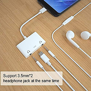 LecLooc USB C to 3.5mm Audio Adapter, 3 in 1 USB C to Dual 3.5mm Audio Jack and PD 60W Fast Charging Fit with Galaxy S22 Ultra S21 S20+ Ultra, Note 20/10,Pixel 7 6 5 4XL 3 XL 2XL,iPad Pro