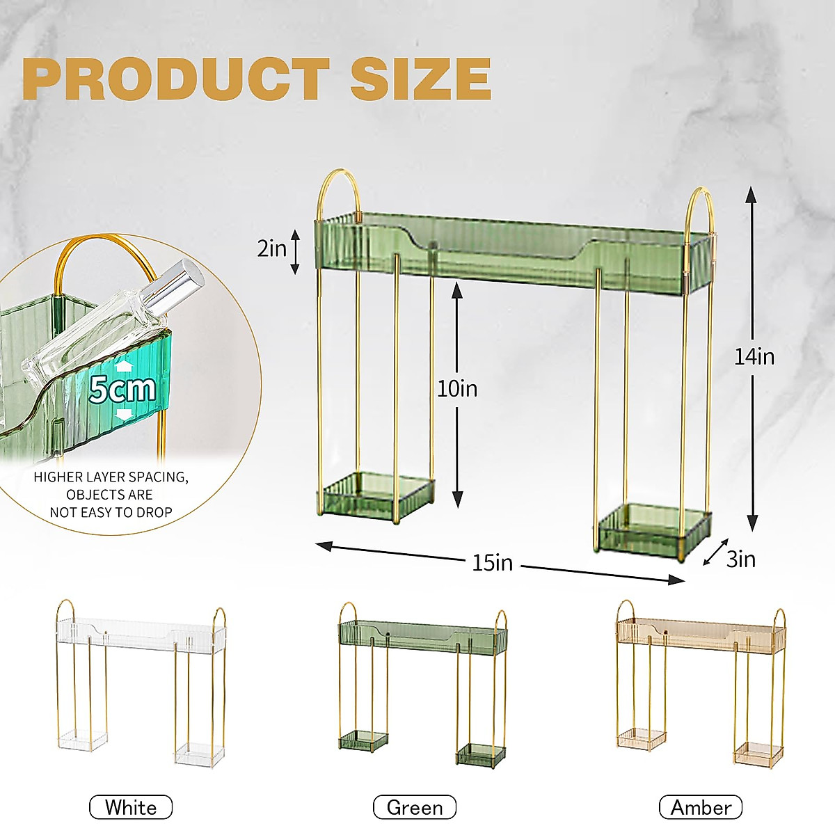 GHWMYD Bathroom Counter Organizer Cosmetics Skincare Shelf Organizer Bathroom Organizer Countertop Makeup Organizer Bathroom Shelf Organizer on The Faucet for Bathroom Kitchen Dresser （Green）