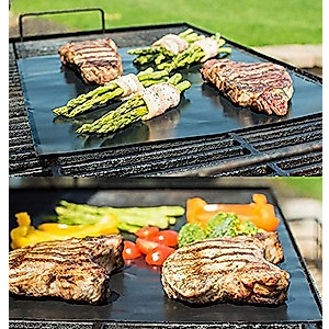 Gyvazla BBQ Grill Mat Set of 5, Non Stick Oven Liner Teflon Barbecue Cooking Mats, Perfect for Baking on Gas, Charcoal, Oven and Electric Grills - Reusable, with Oil Brush