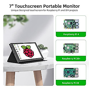 APROTII RasPi Screen, 7 inch 1024x600 IPS Portable Monitor, 5-Points Capacitive Touchscreen Display Mini HDMI Monitor for Laptop RasPi 4B 3B+3A+ & Banana Pi win7/8/10/11 & Game Consoles