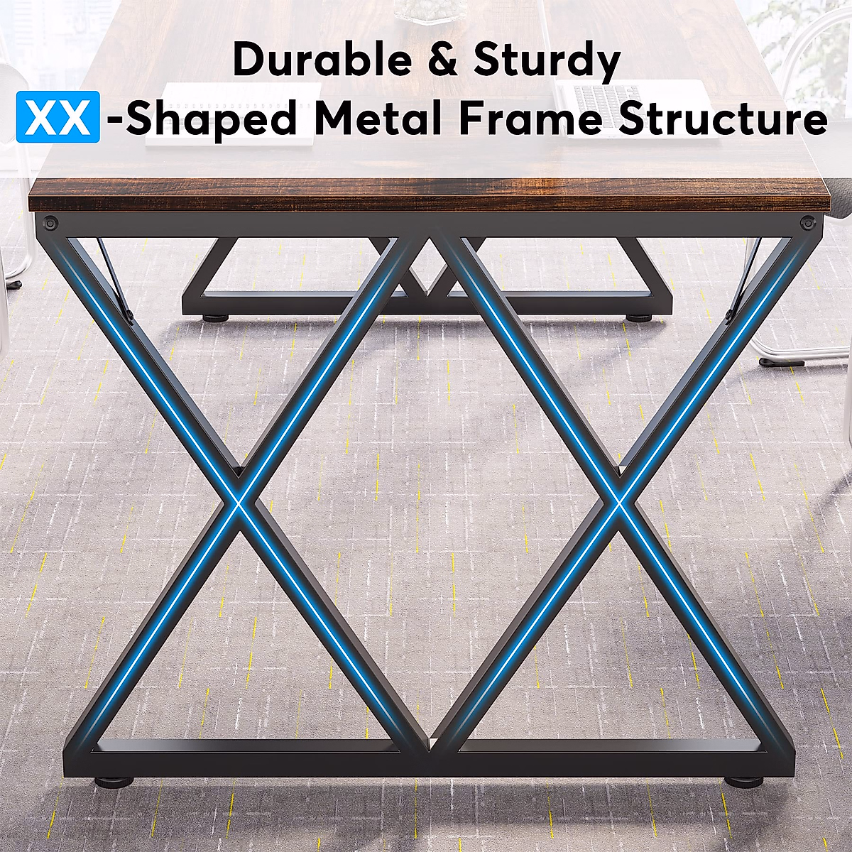 Tribesigns Dining Table for 6, Industrial 70.87 Inch Dining Room Table with Heavy Duty Metal Frame, Wooden Rectangle Kitchen Table for Dining Room, Kitchen, Home Furniture, Rustic Brown