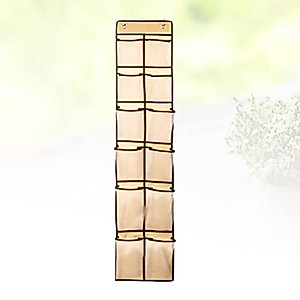 Cabilock Clear Storage Tote Pocket Organizer Pouch Bags Storage Tote 1PC 12 Pockets Door Haning Shoe Organizer Non-Woven Fabrics Storage Bag Mesh Pouch (Beige) Organizer Clear