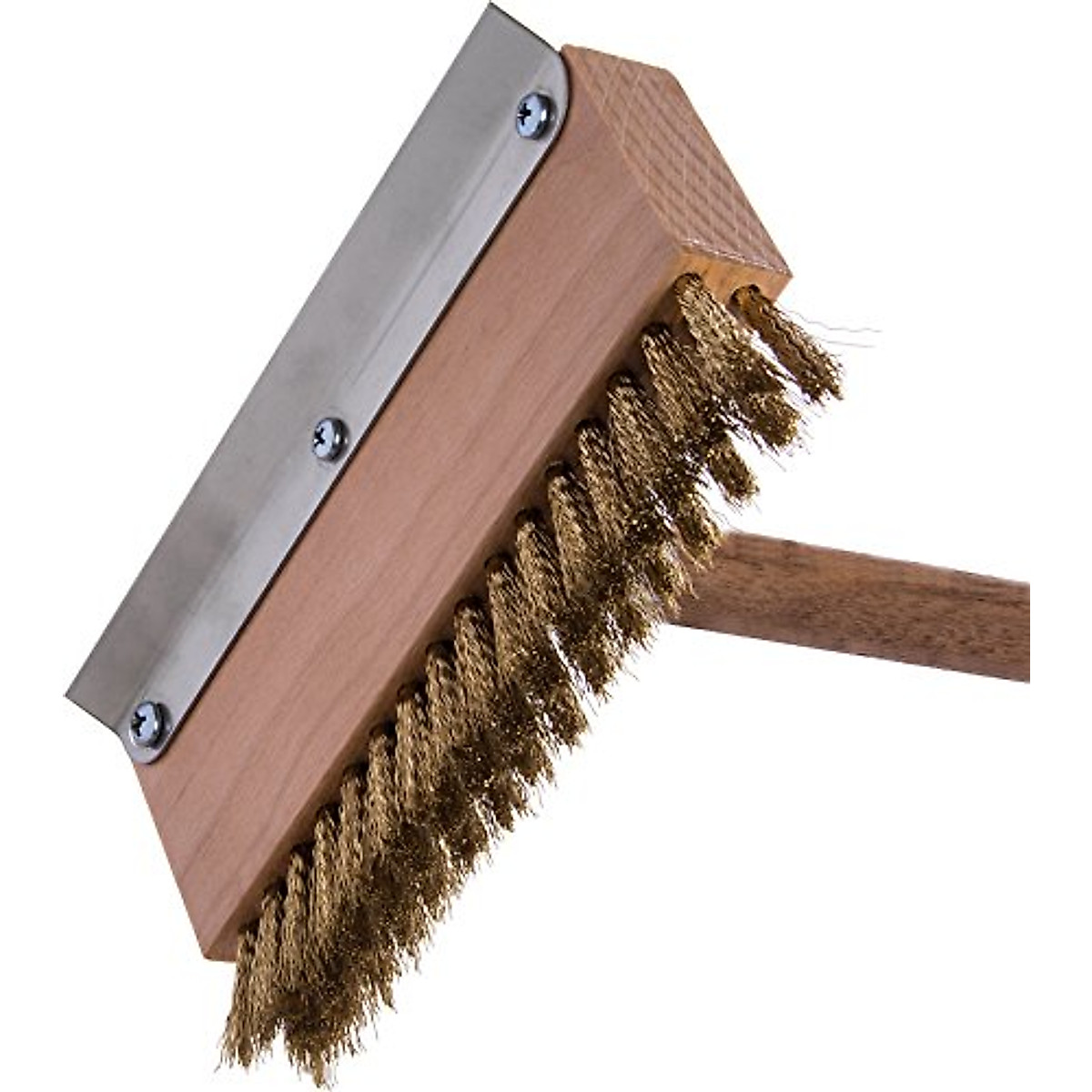 Carlisle FoodService Products 4152000 Oven Brush & Scraper With Handle, 8-1/2" Wide, 1-1/4" Brass Bristles, 42" Long Hardwood Handle