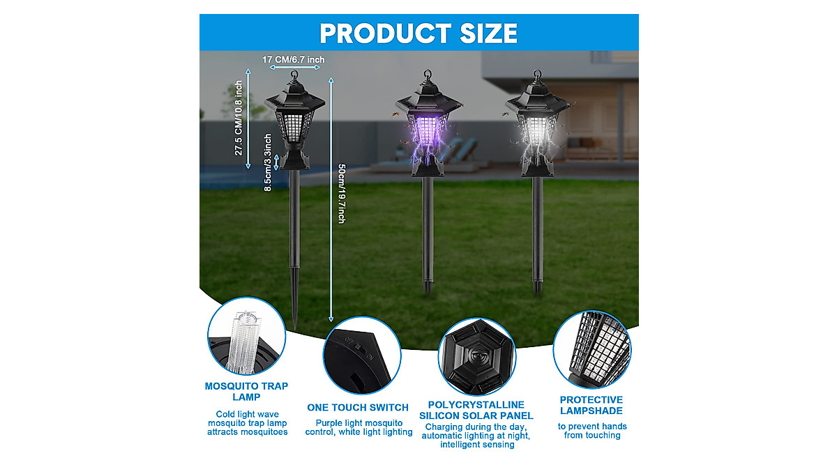 4 Pack Solar Bug Zapper Outdoor Waterproof Mosquito Trap