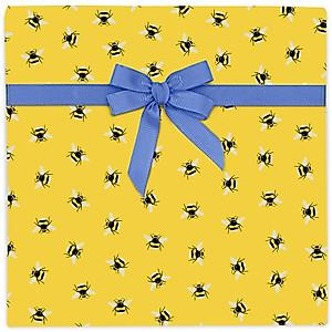 CENTRAL 23 - Bee Wrapping Paper - 6 Wrapping Paper Sheets for Birthday - Women - Friends - Birthday Baby Shower Easter Decorations - Recyclable and Made In UK