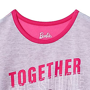 Barbie Girls Pajama Pants and Sleep Shirt Sets for Kids 4 Piece Sleepwear Set for Girls Pink-heather