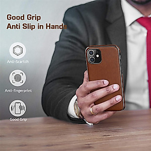 LOHASIC for iPhone 11 Case, Slim Business PU Leather Thin Elegant TPU Bumper Soft Anti-Slip Scratch Resistant Full Protective Phone Cover Cases Compatible with iPhone 11(2019) 6.1"- Brown