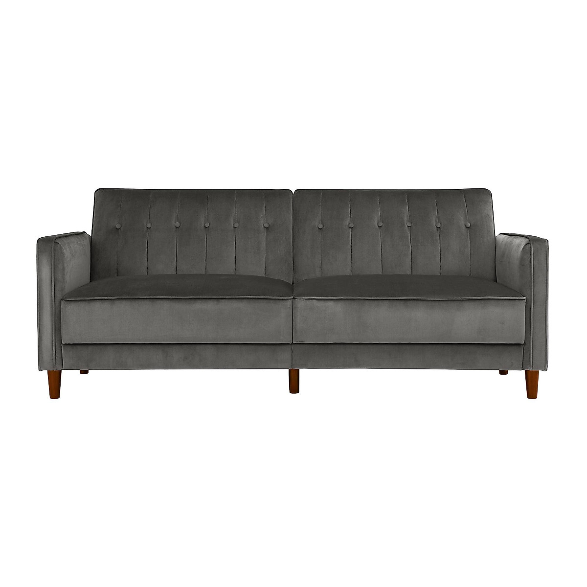 DHP Pin Velvet Convertible Sleeper Sofa in Gray