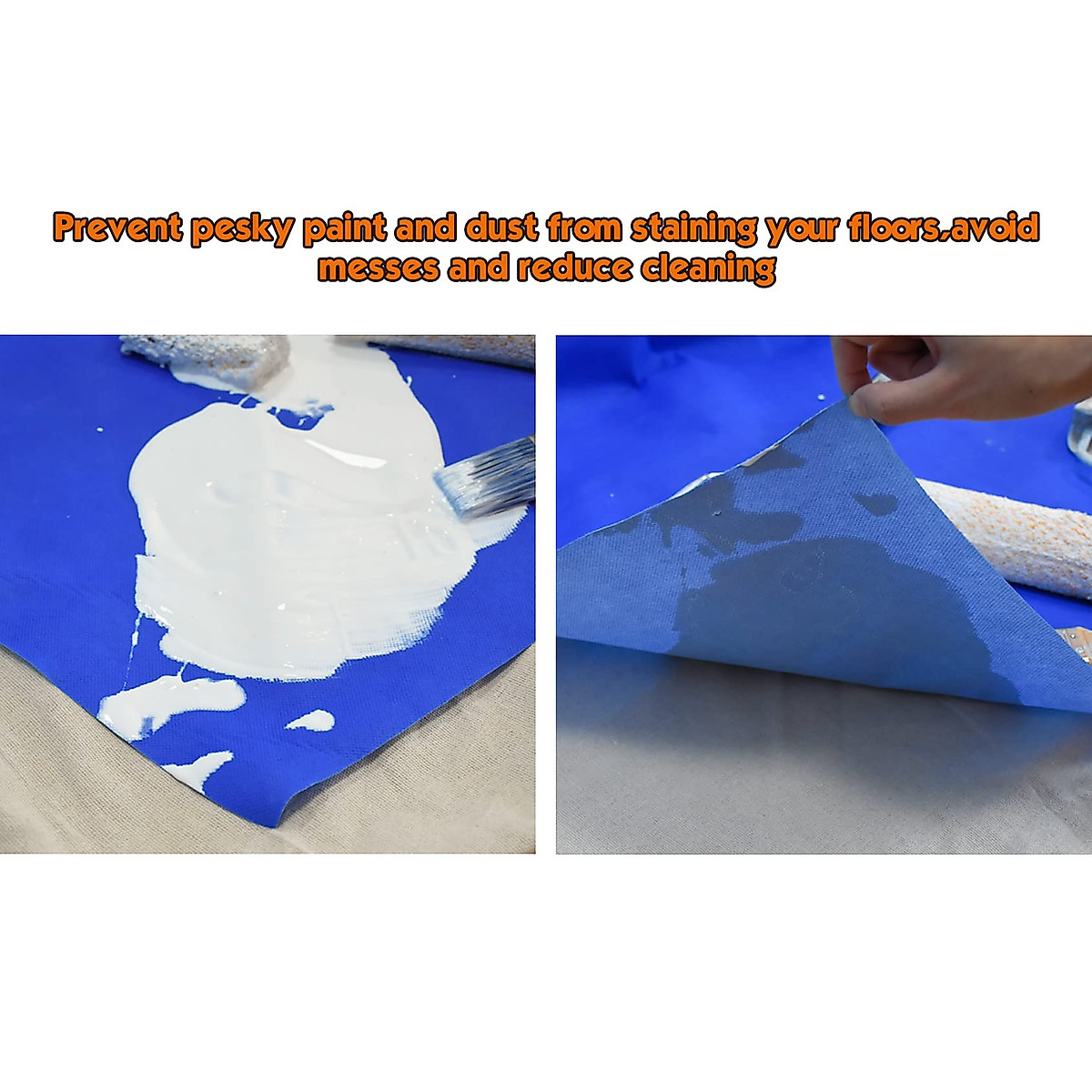 ROLLINGDOG Paint Drop Cloth - Heavy Duty and Reusable Paint Drop Cloth for Painting,Furniture & Floor Protection(Size 9 x 12 Ft - Pack of 2)