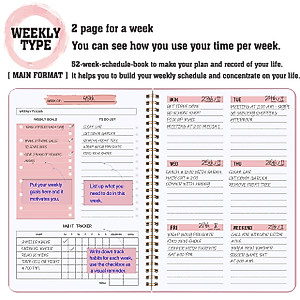 Undated Weekly Planner- Weekly Goals Notebook, A5 To Do List Planner, Habit Tracker Journal with Spiral Binding, Tracker and Goal Planner, 5.7 x 8.0 inches