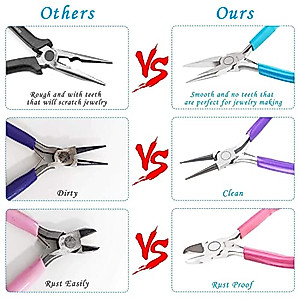 Jewelry Pliers, Acejoz 6pcs Jewelry Making Tools Kit Includs Needle Round Nose Pliers, Wire Cutters, Crimping Pliers, Bent Nose Pliers, End Nippers for Beading Craft