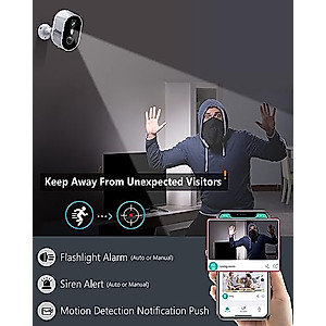 ANRAN 2K Security Cameras Wireless Outdoor, 3MP AI Motion Detection & Color Night Vision Home Security Cameras, Two-Way Talk, Spotlight Siren Alarm, Work with Alexa, Battery Powered, IP65